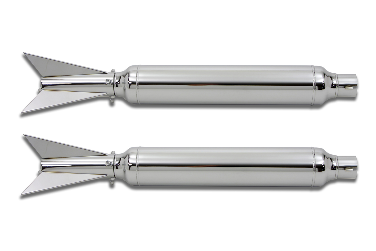 Chrome Three Fin Rocket Tip Set for 2" Muffler