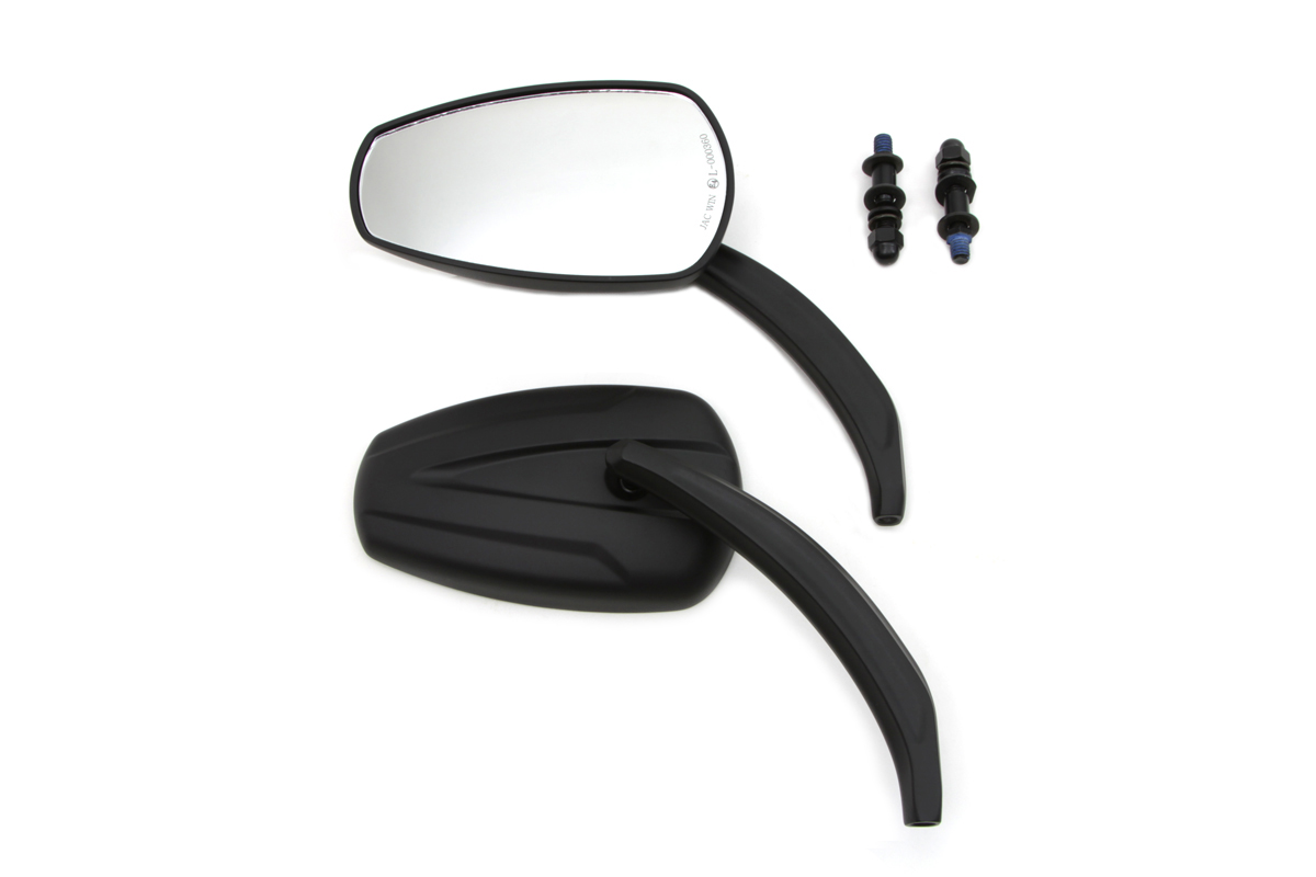 Black Teardrop Mirror Set with Billet Stems